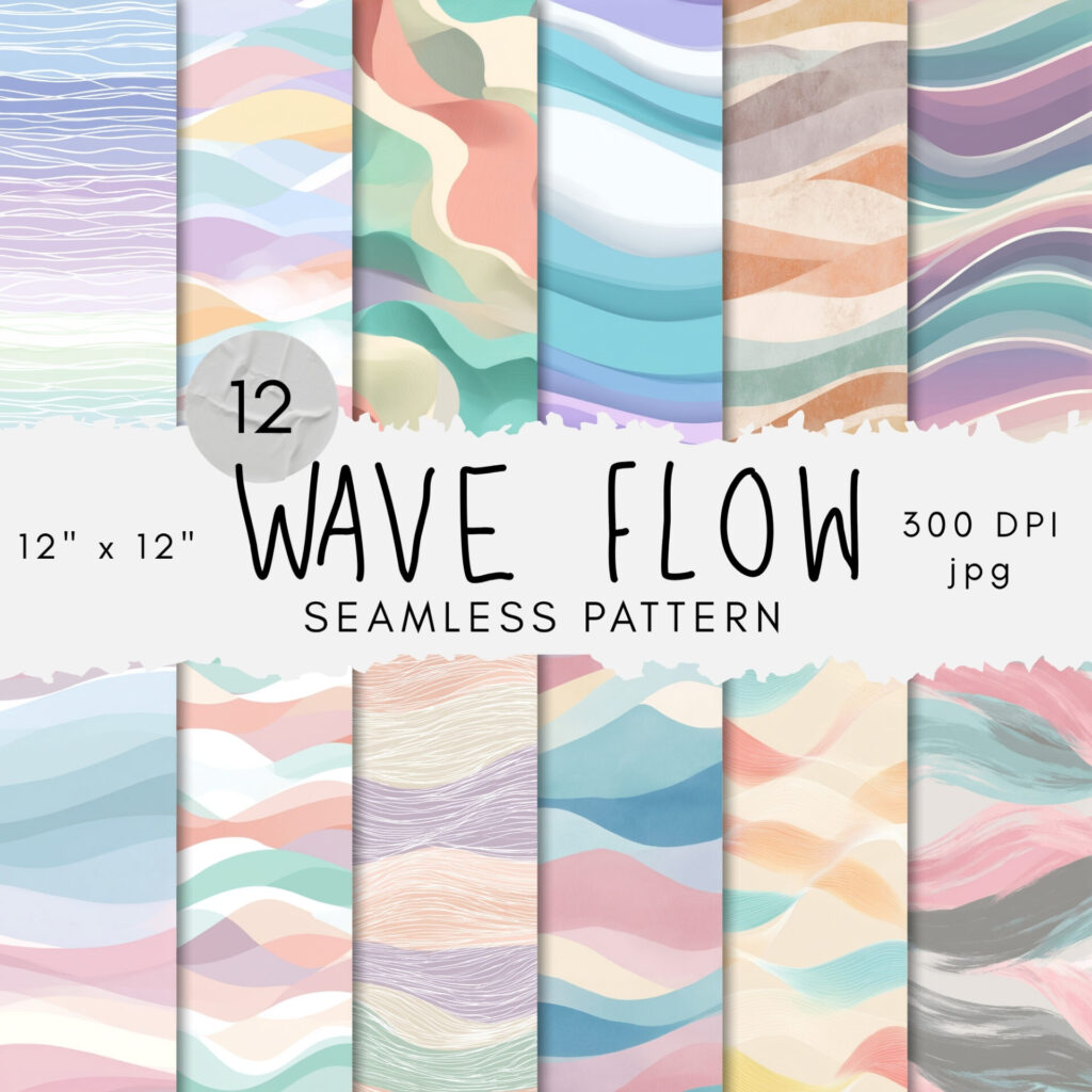 12 Wave Flow Seamless Patterns - StudioAtMost