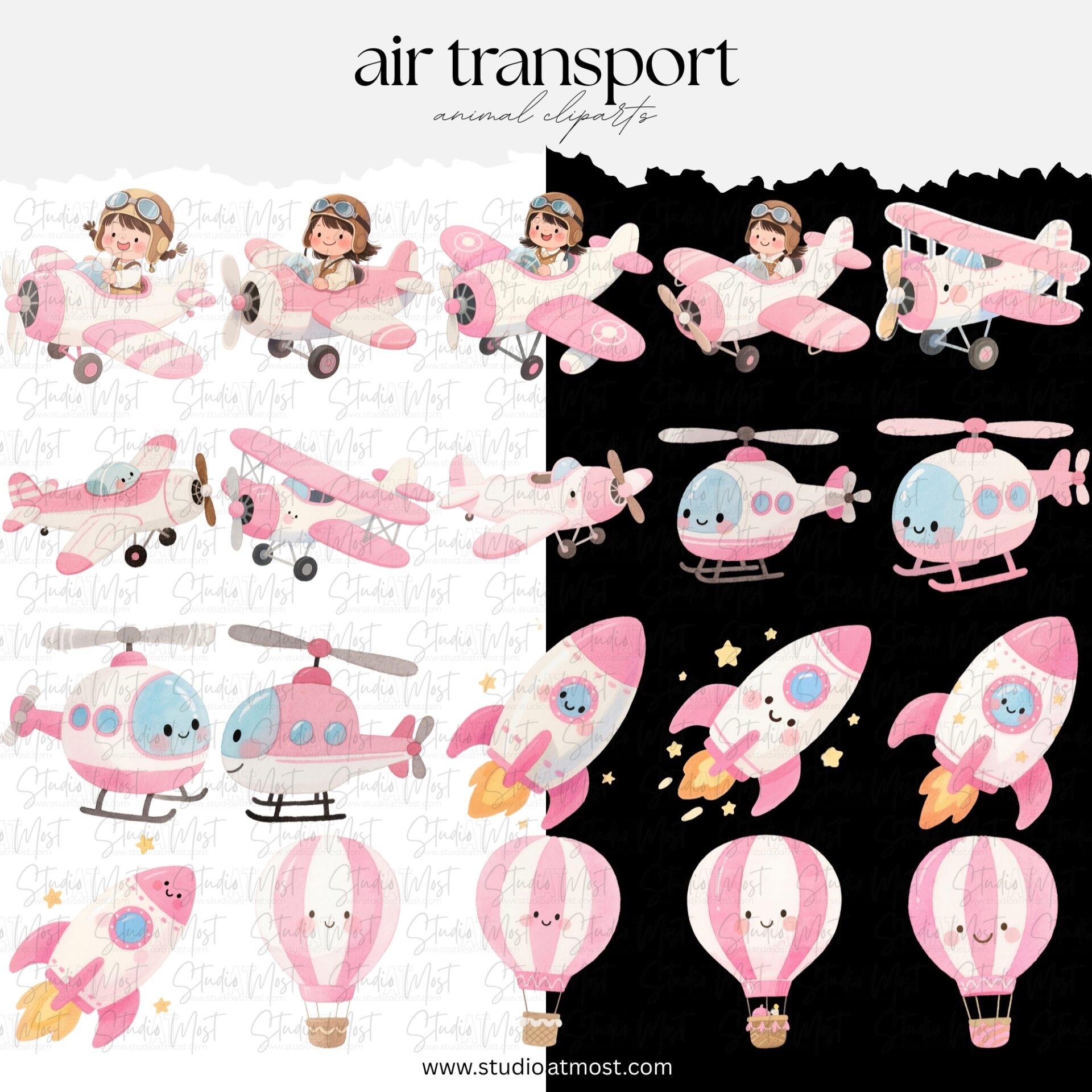 Pink Air Transport ClipArt - StudioAtMost