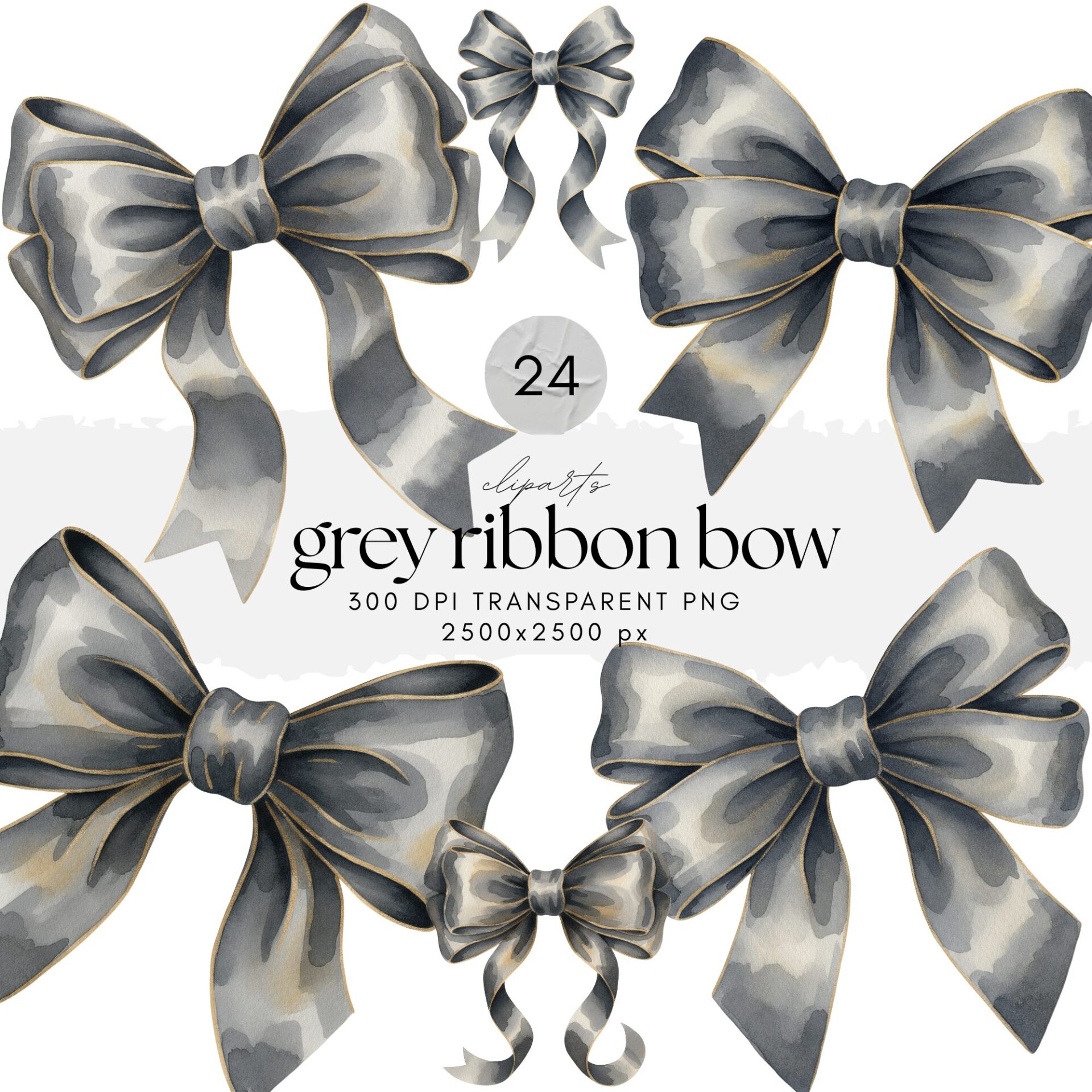 Grey Ribbon Bow ClipArt - StudioAtMost